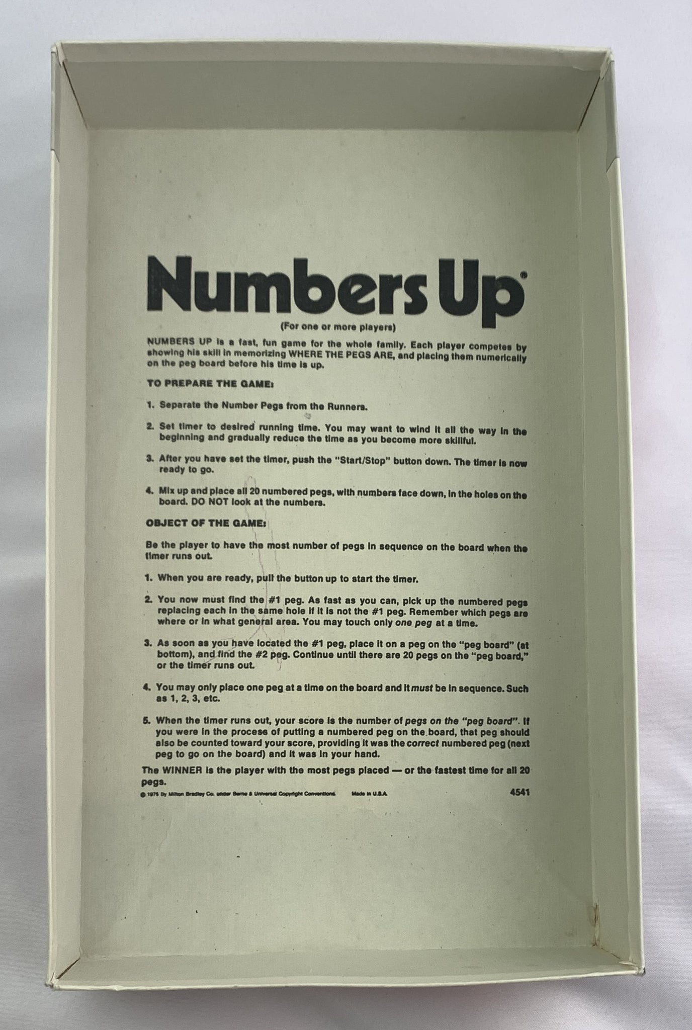 Numbers Up Game - 1975 - Milton Bradley - Good Condition | Mandi's ...