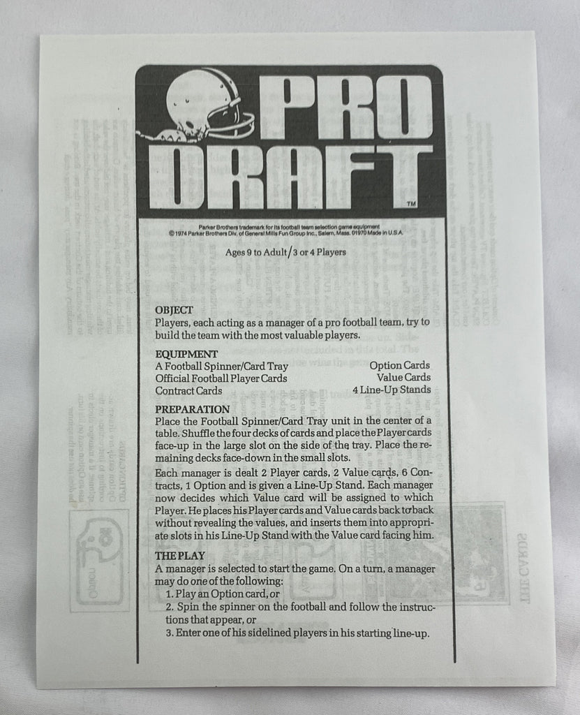 Pro Draft Game - 1974 - Parker Brothers - Great Condition | Mandi's ...