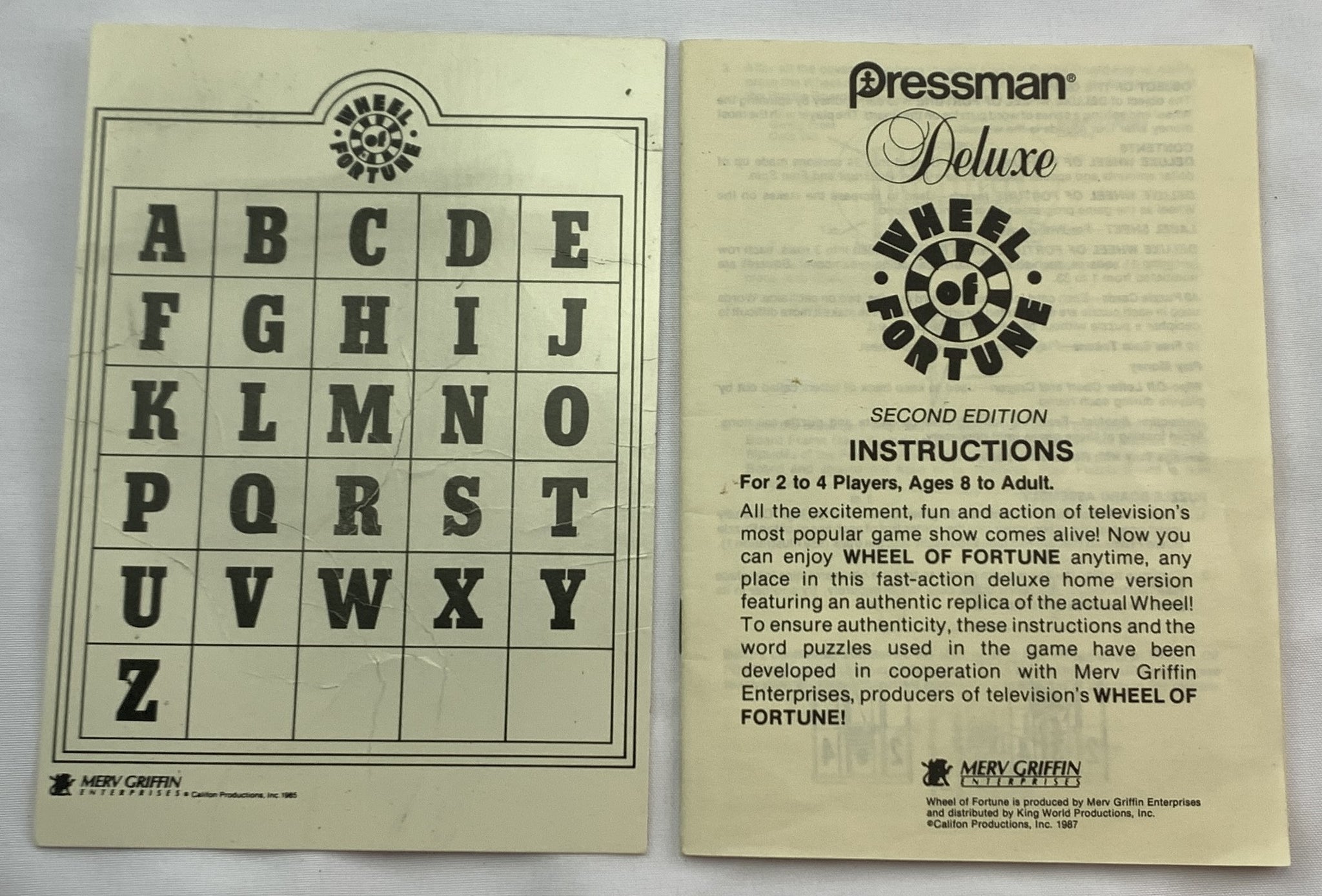 Deluxe Wheel of Fortune Game 2nd Edition - 1986 - Pressman - Great Con ...