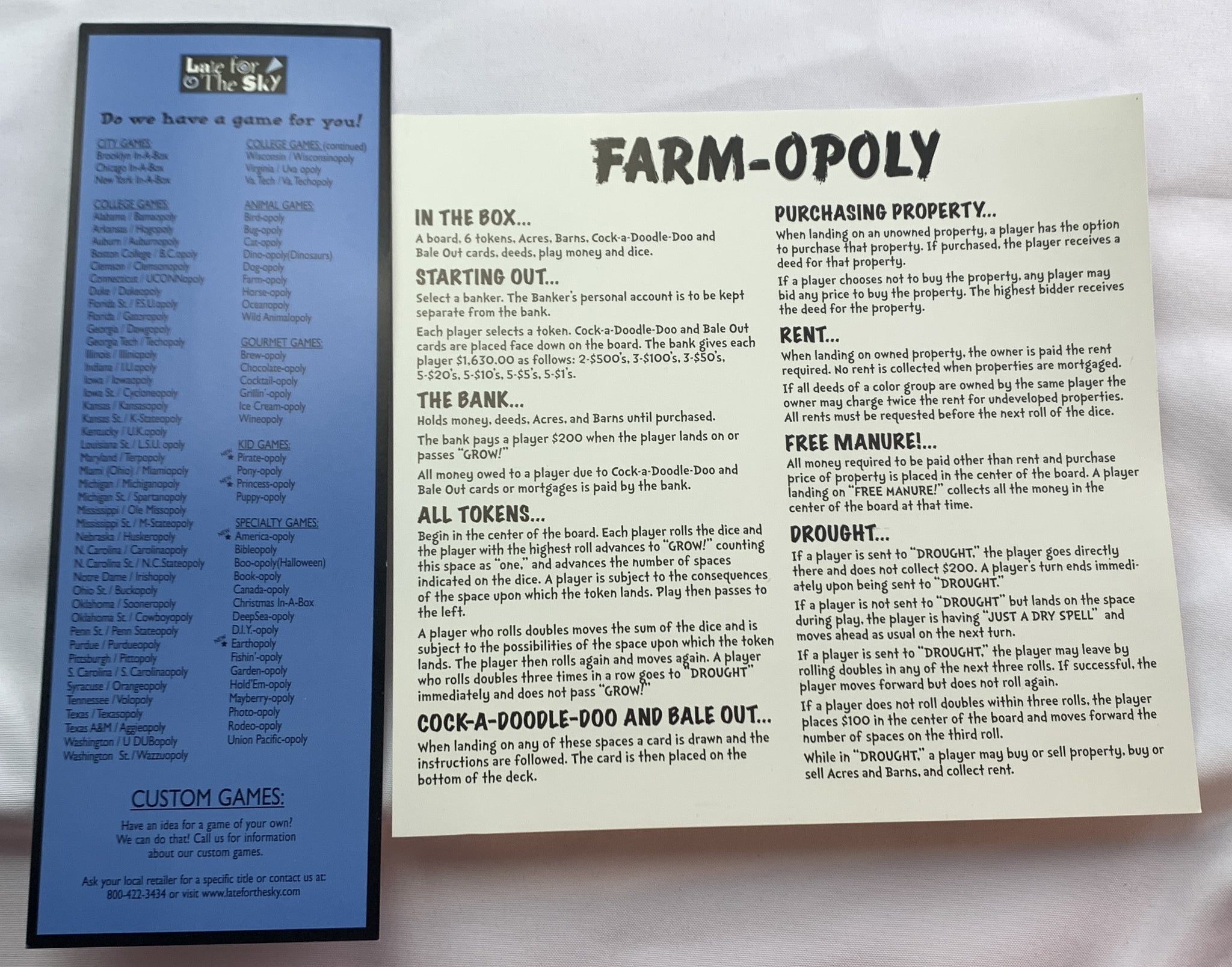 Farm-opoly Monopoly Game - Late for the Sky - Great Condition | Mandi's ...