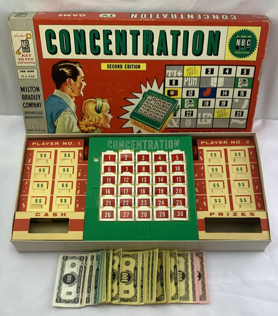 Concentration Game 2nd Edition - 1960 - Milton Bradley - Great Conditi ...
