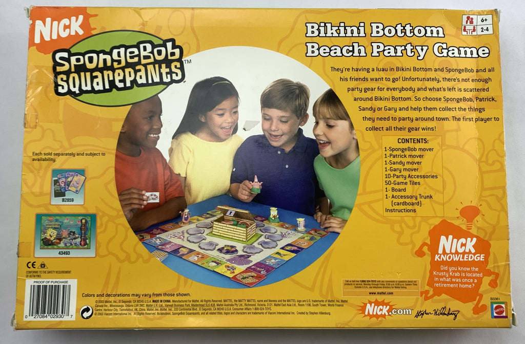 SpongeBob SquarePants Bikini Bottom Beach Party Game - 2004 - Mattel ...