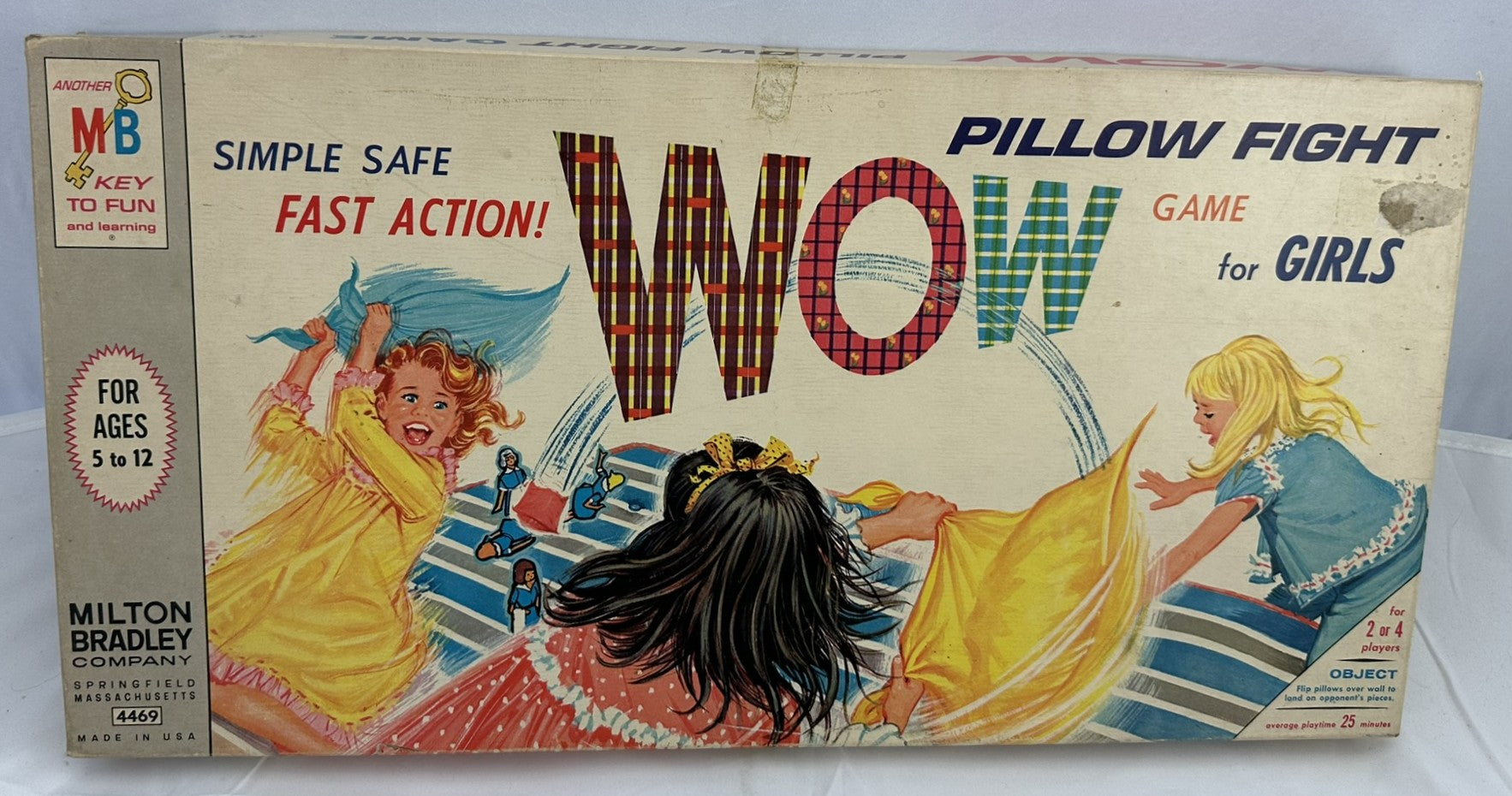 WOW! The Pillow Fight Game for Girls - 1964 - Milton Bradley - Great C ...