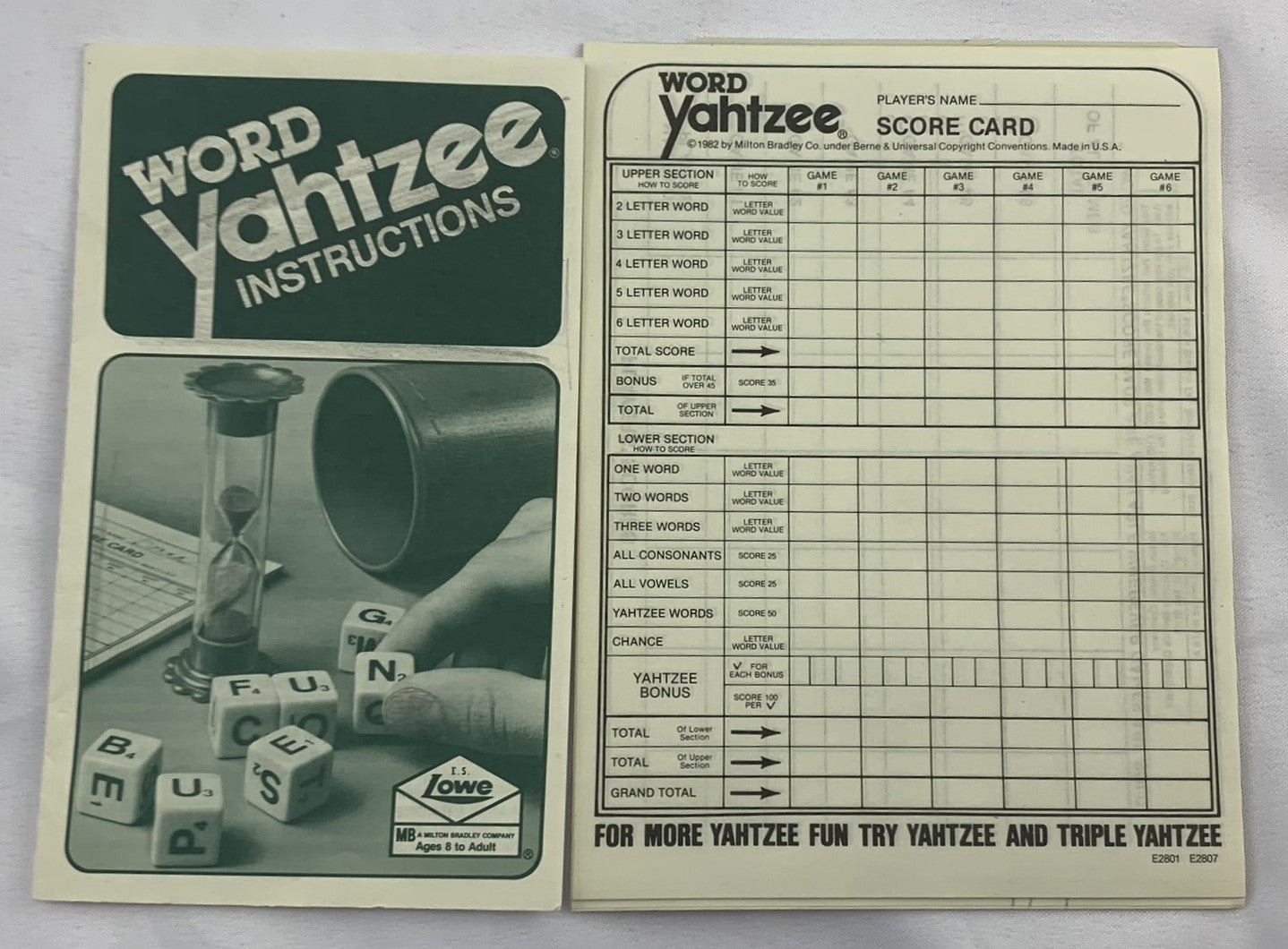 Word Yahtzee Game - 1982 - Milton Bradley - Good Condition | Mandi's ...