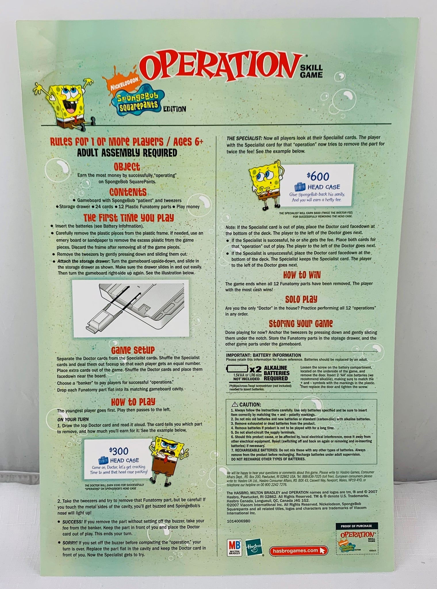 Spongebob Operation Game - 2005 - Milton Bradley - Great Condition ...