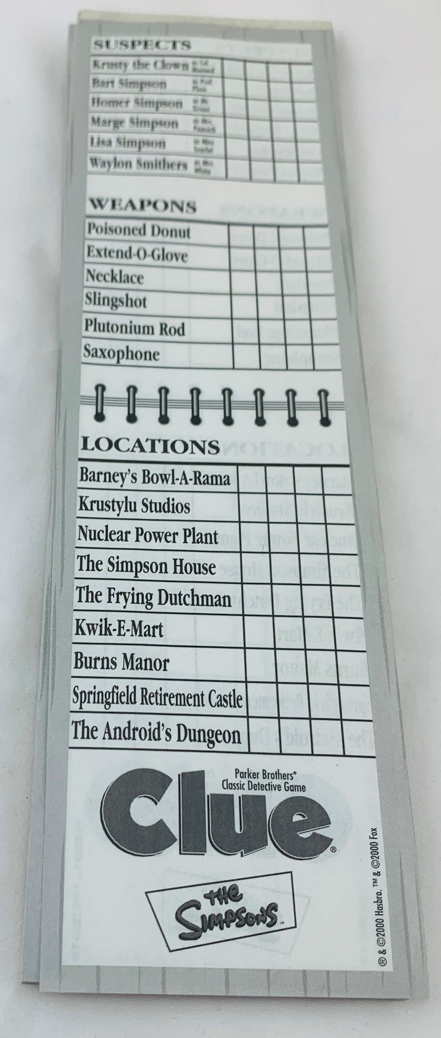 Simpsons Clue Game 1st Edition - 2000 - USAopoly - Great Condition ...