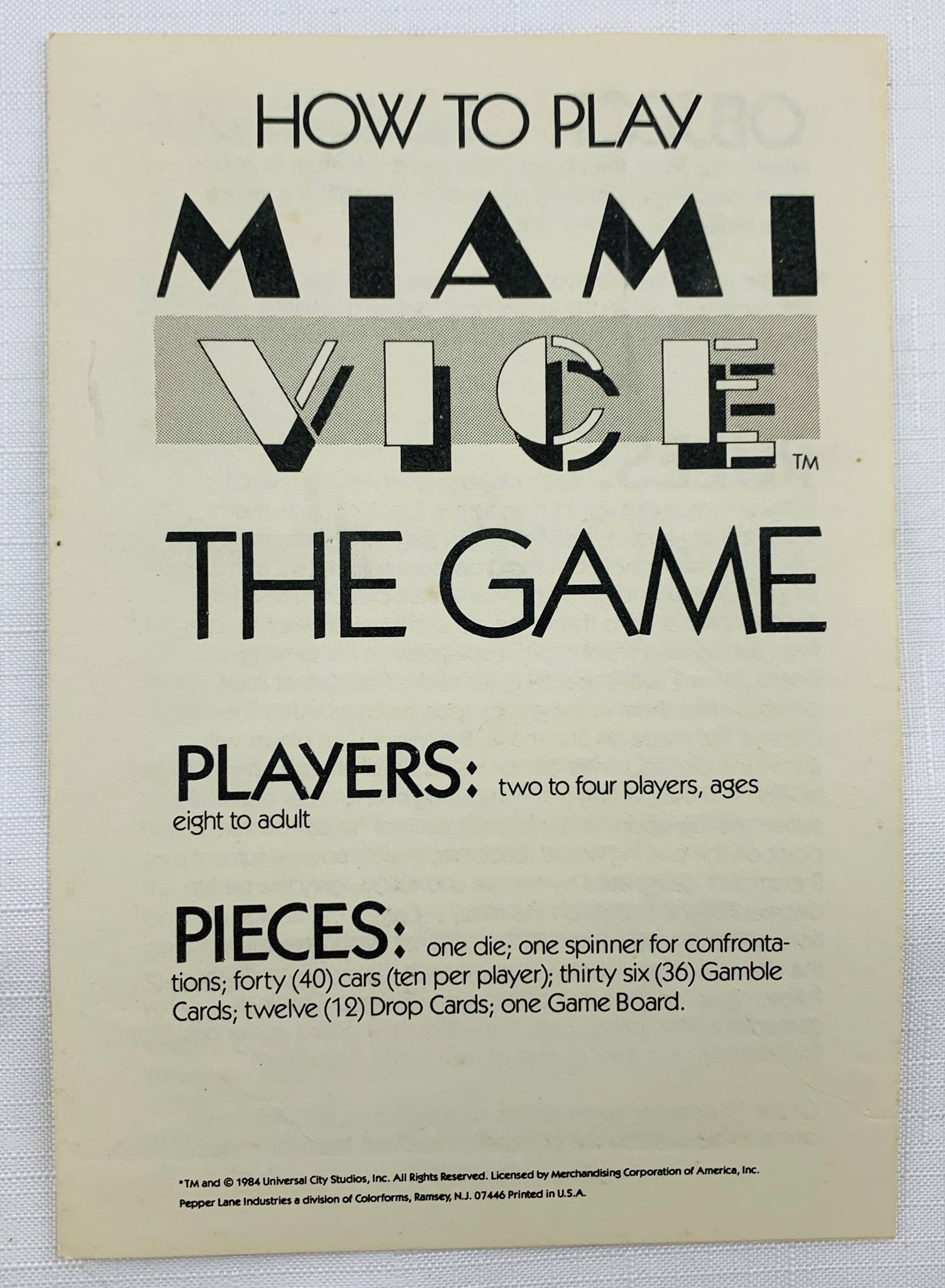 Miami Vice Game - 1984 - Great Condition | Mandi's Attic Toys